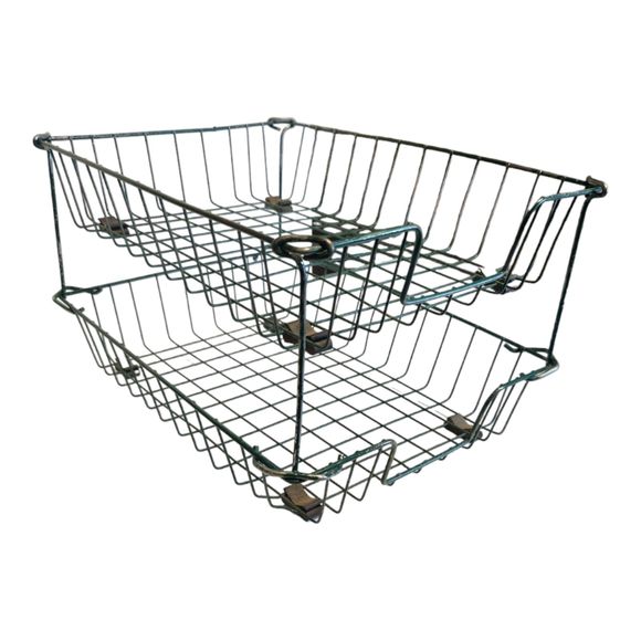 Office | Vintage Green Wire Letter Tray 2 Tier | Poshmark